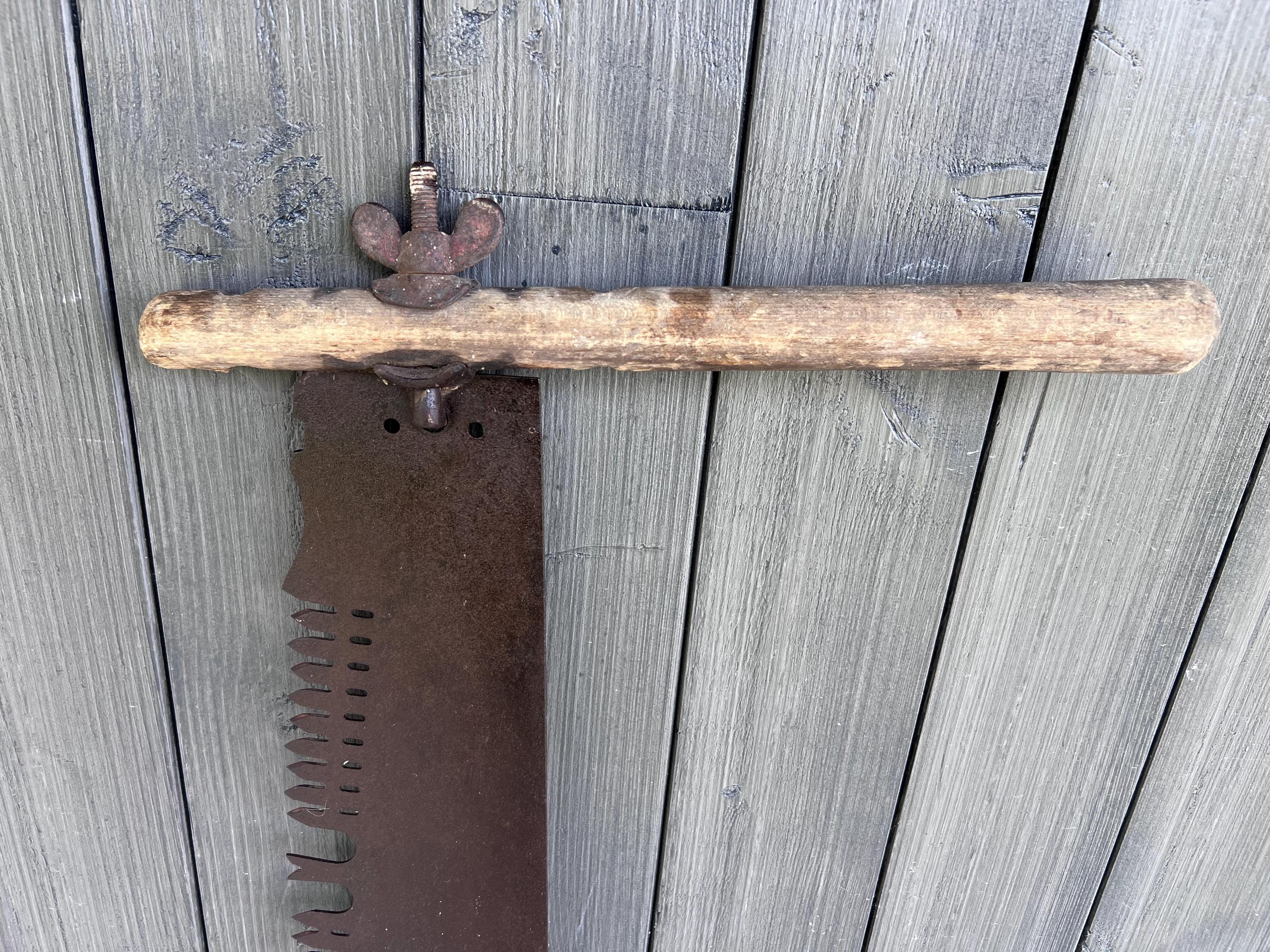 Vintage Crosscut Logging Saw: 48" Lumberjack Tool, Rustic Cabin Decor ...