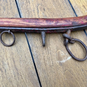 Vintage WOOD HORSE YOKE, Horse Hame, Rustic Wood & Cast Iron Horse ...