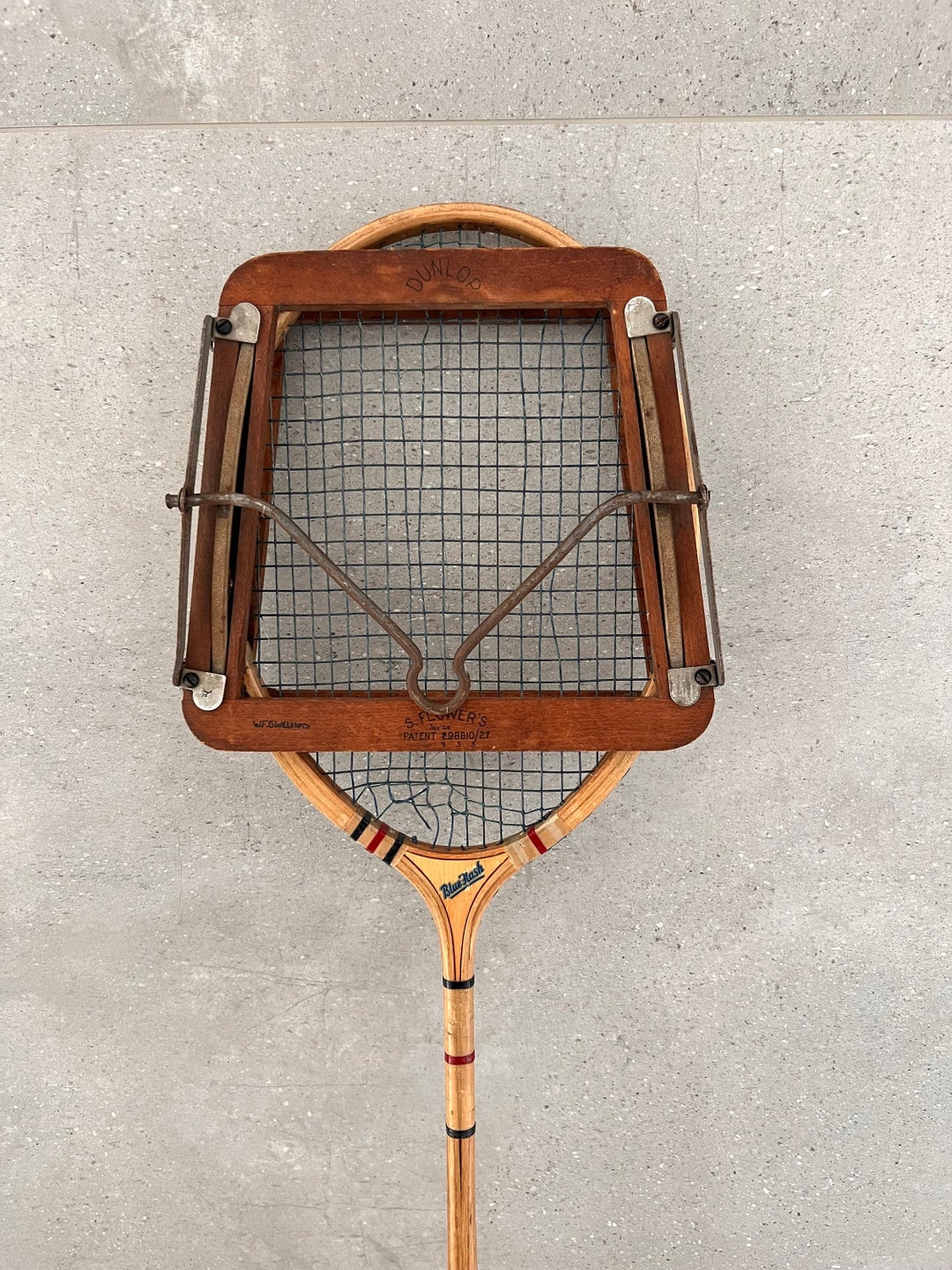 Vintage 1930s Dunlop Blue Flash Badminton Racquet With S. Flower's Wood ...