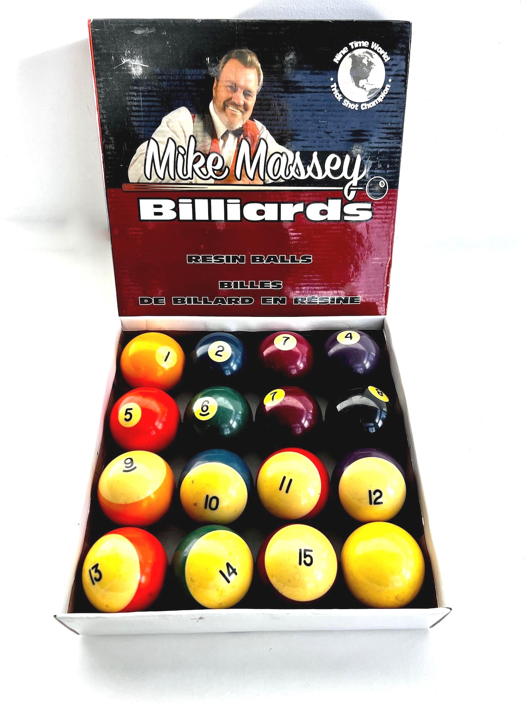 Vintage 1990s Mike Massey Billiard Ball Set With Box – 16 Resin Pool ...