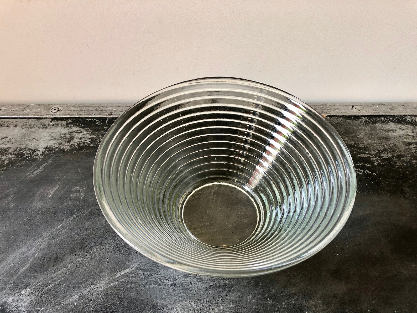 Vintage CLEAR GLASS RIBBED Bowl Large Fruit Bowl Horizontal | Etsy