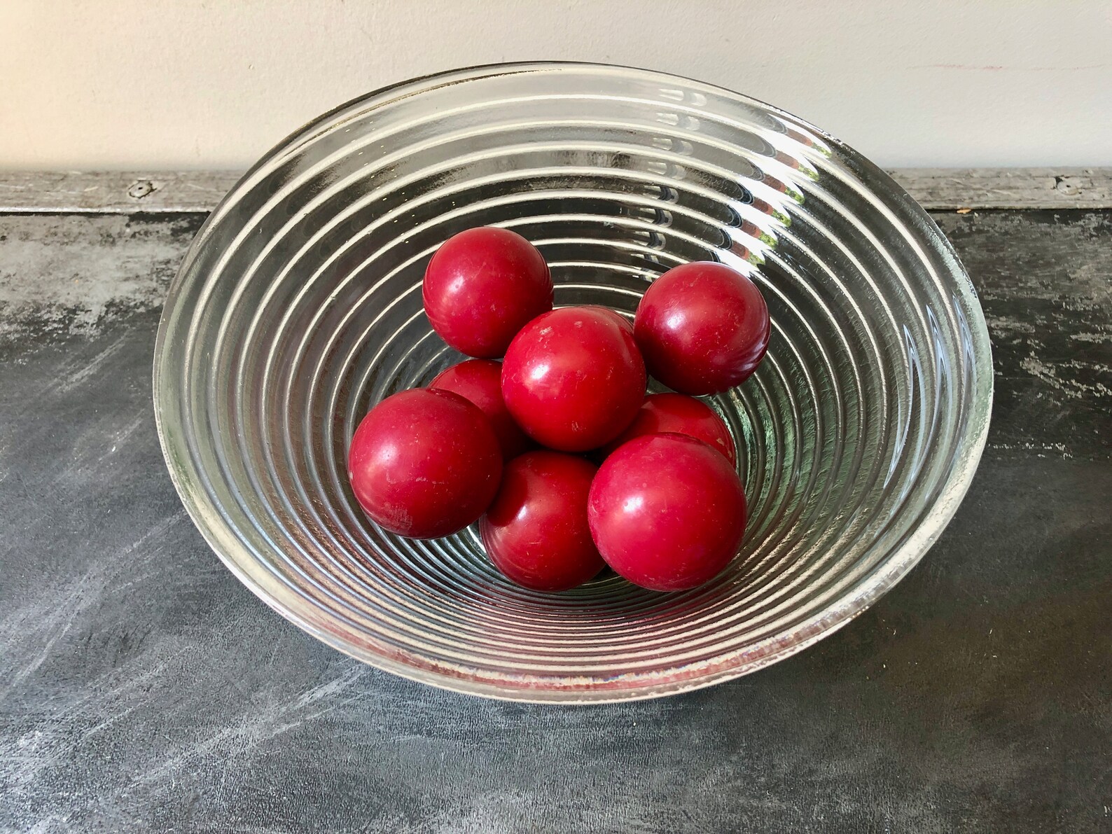 Vintage CLEAR GLASS RIBBED Bowl Large Fruit Bowl Horizontal - Etsy