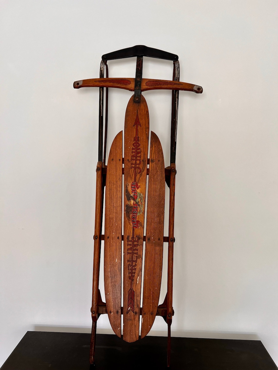 Vintage 1935 FLEXIBLE FLYER SLED, S.L Allen airline Junior Wood Sled ...