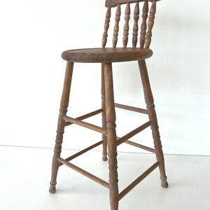 Vintage Rustic HIGH BACK BAR Stool, Wood Barstool, Spindle Back ...
