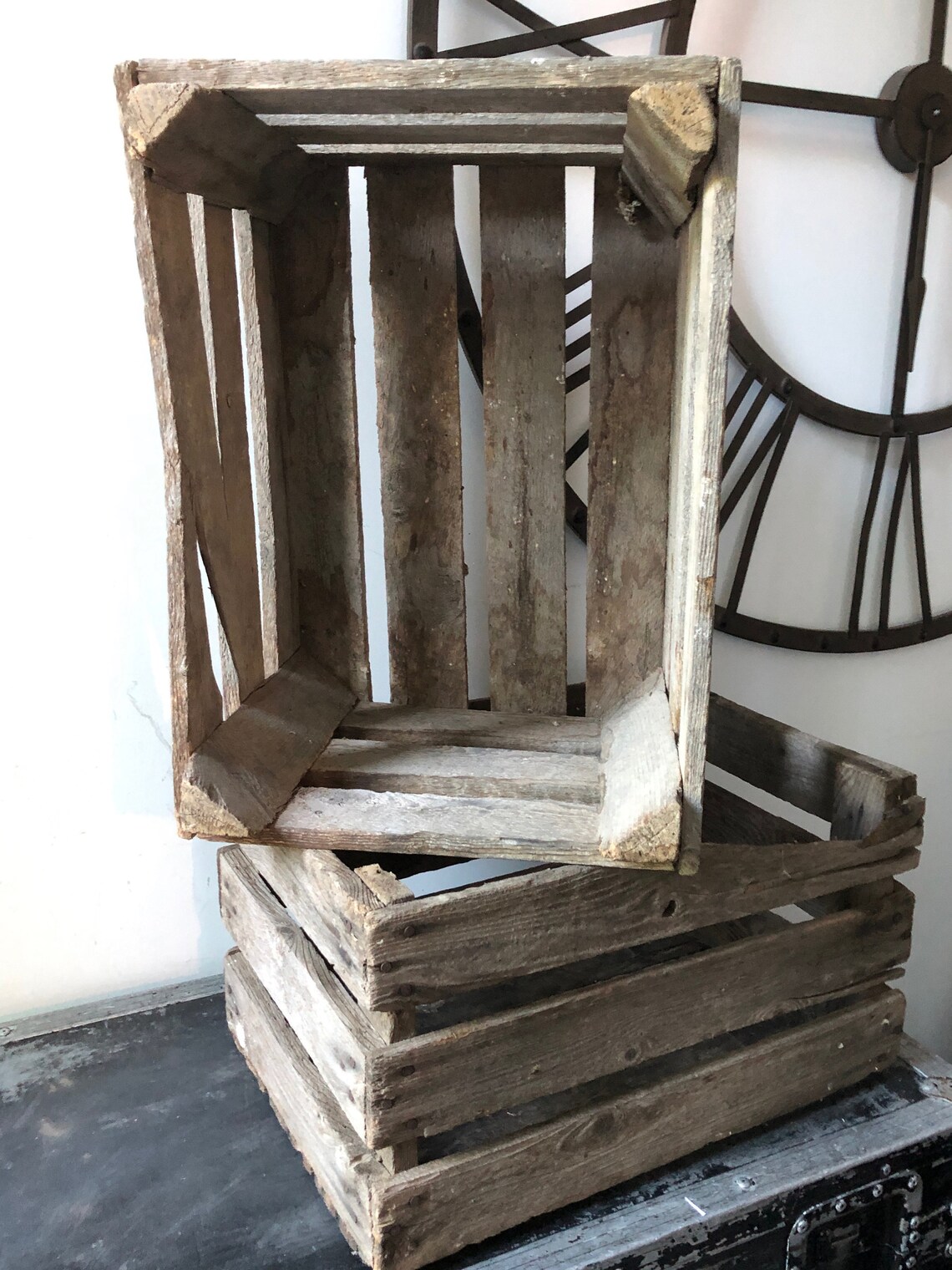 Vintage SLATTED WOOD CRATE Old Distressed Wooden Apple Crate | Etsy