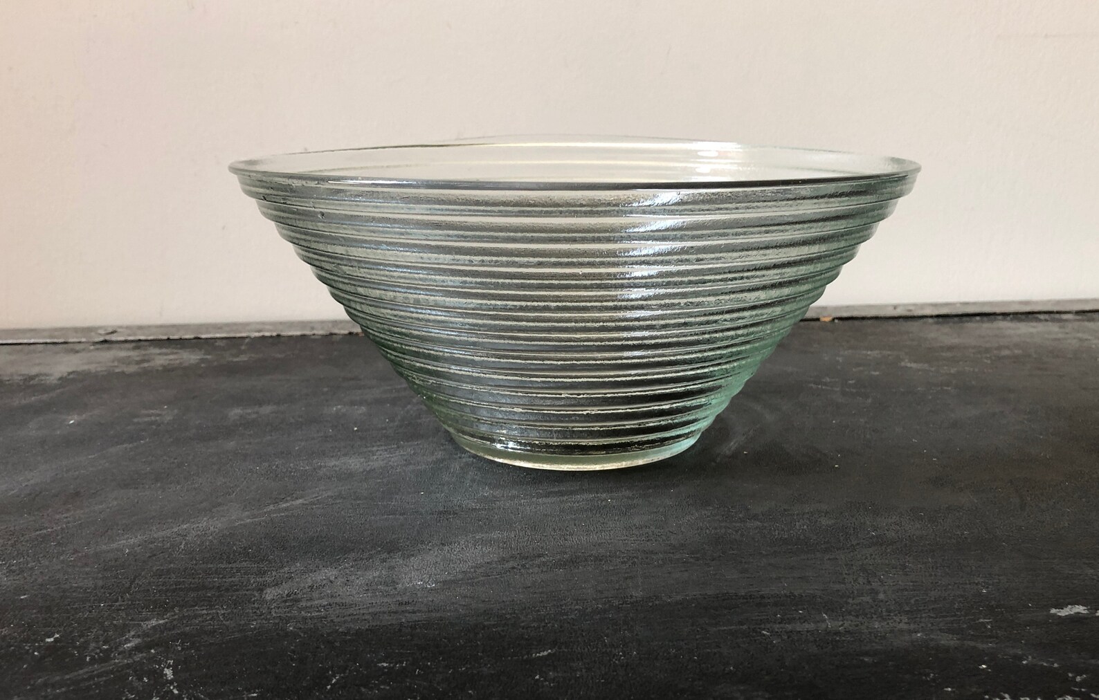 Vintage CLEAR GLASS RIBBED Bowl Large Fruit Bowl Horizontal - Etsy
