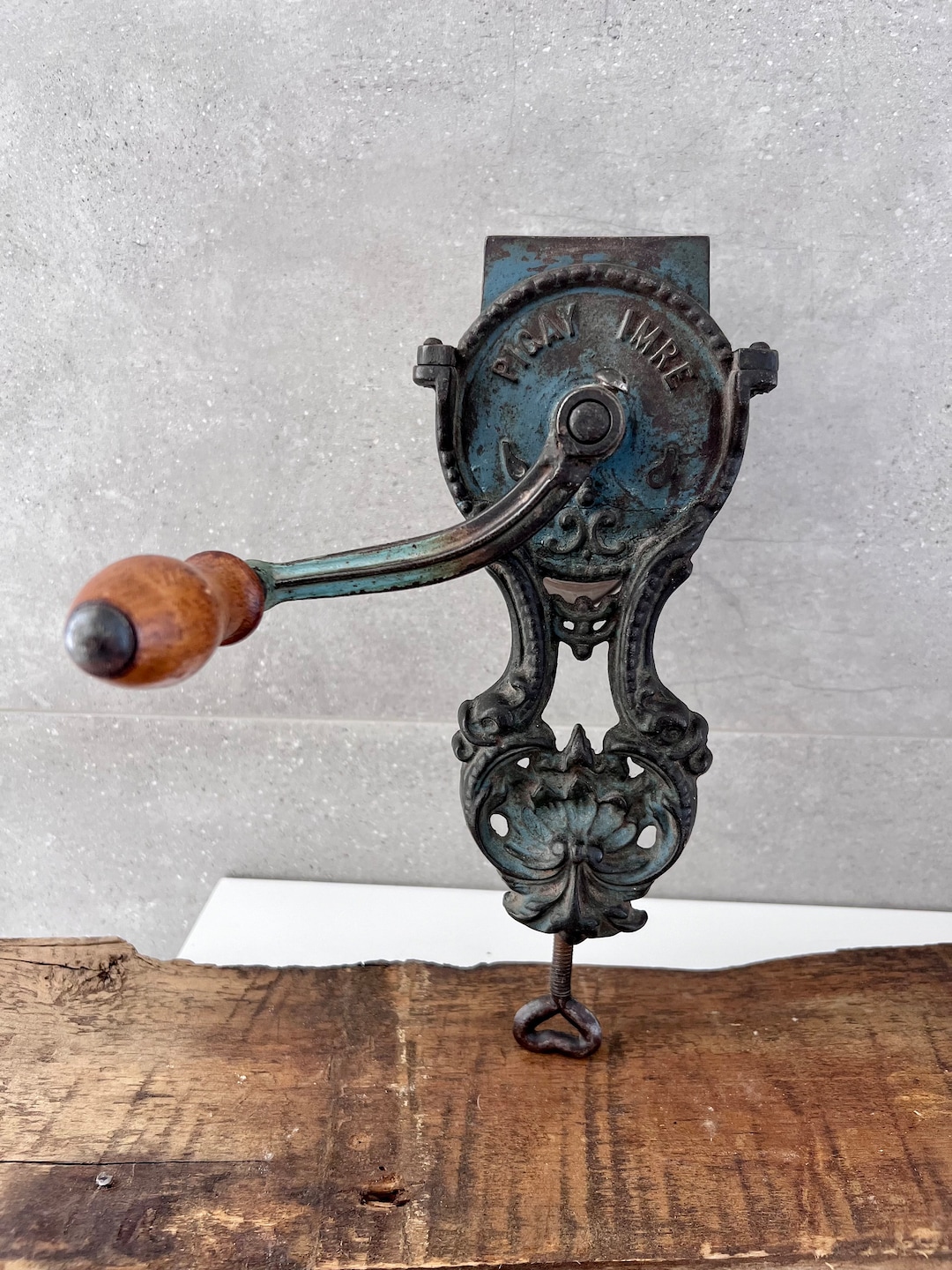 Vintage CAST IRON CHEESE Grater, 1920s Table Mount Grinder, Original ...