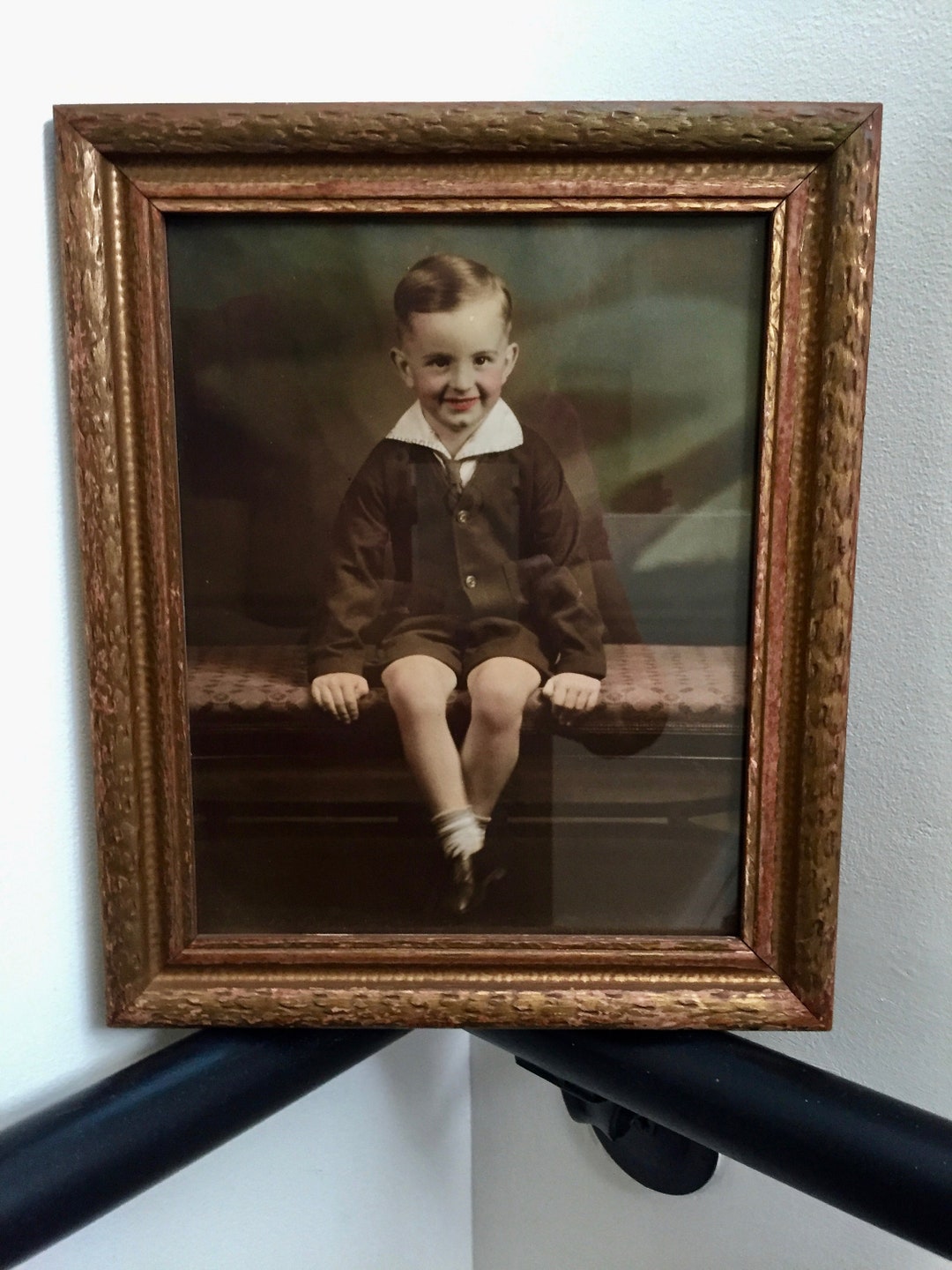 Vintage 1935 Colorized Young Boy Portrait - Antique Gold Framed ...