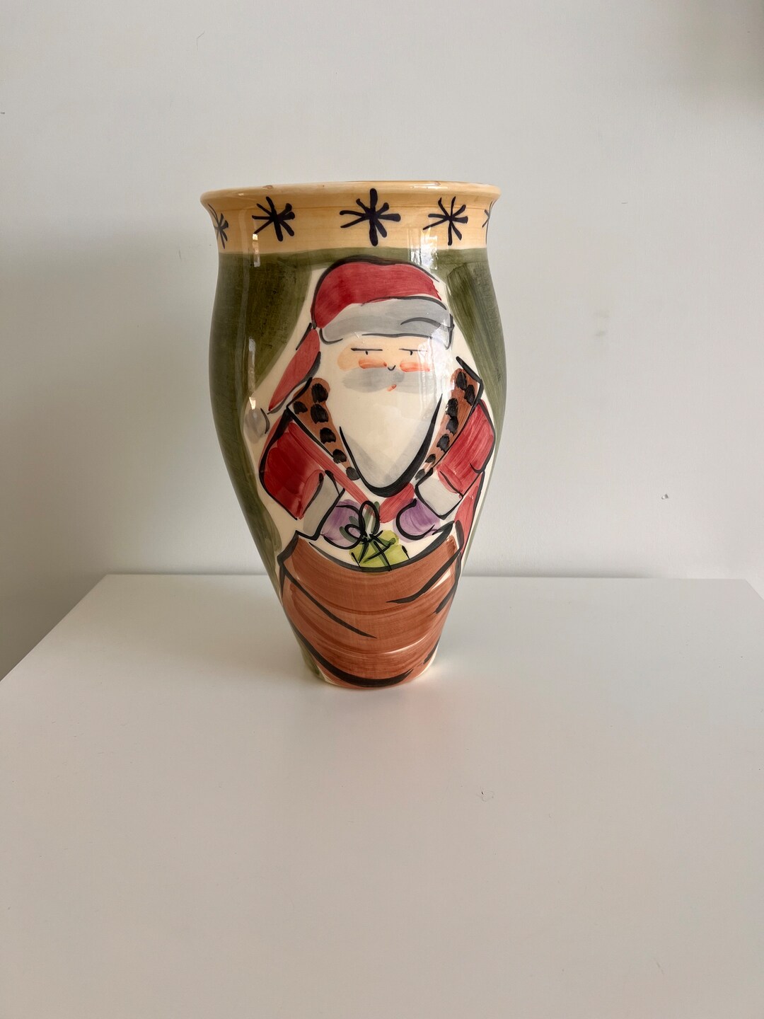 Vintage Large MARCO E CHRISTINA 'santa' Theme Vase, Made in Italy ...
