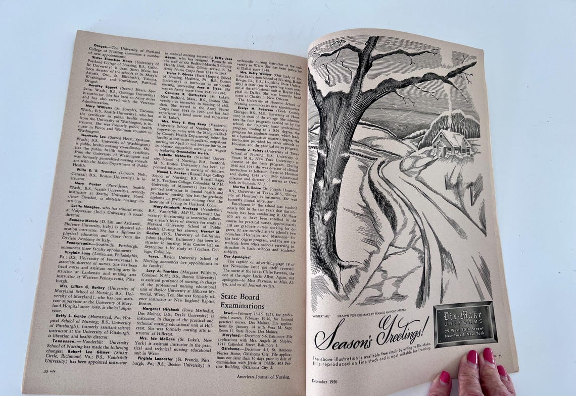 Vintage 1950 American Journal of Nursing: Christmas Edition, Medical ...