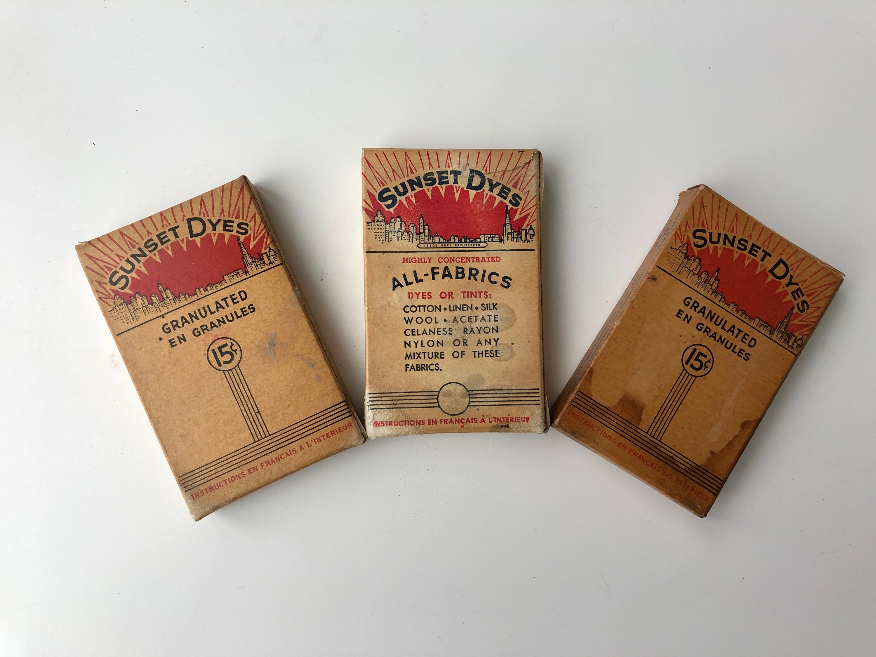 Vintage ADVERTISING DYE PACKAGES Sunset Dyes 3 Boxes of - Etsy