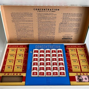 Vintage 1960s CONCENTRATION BOARD GAME, Milton Bradley Game R-4950 ...