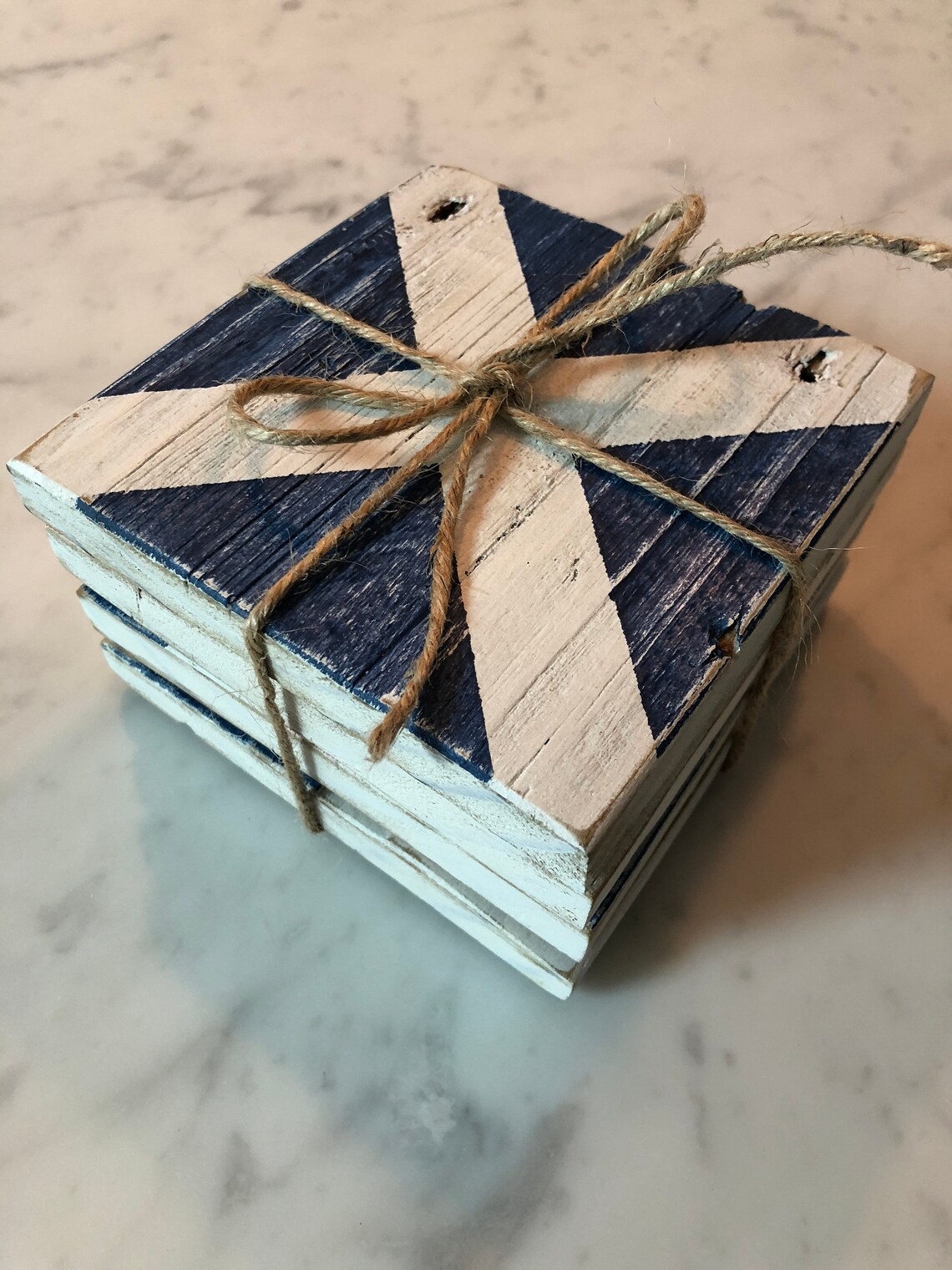 Wooden Coasters, Coastal, Nautical Flag Design, Set of 4 - Etsy