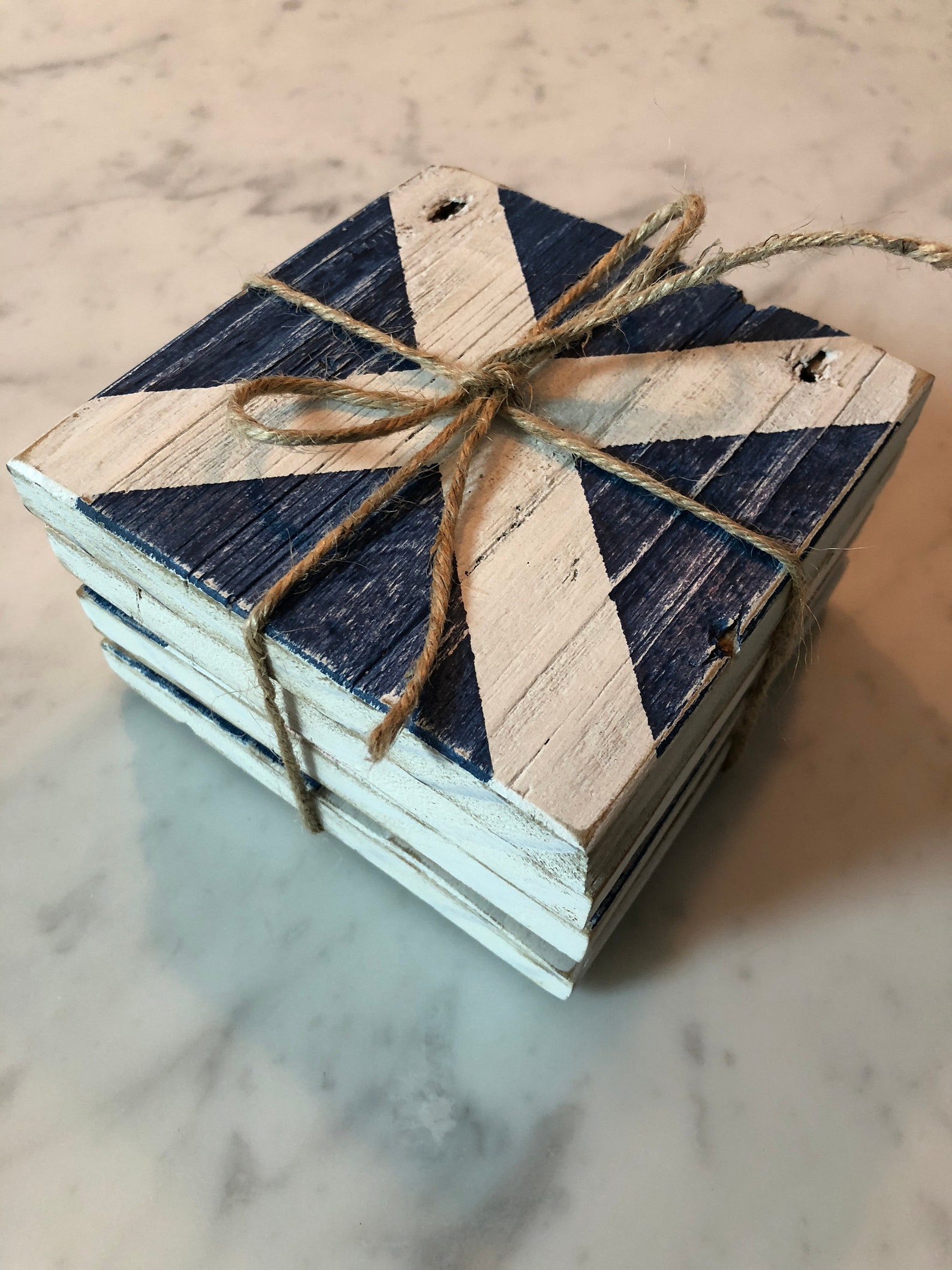Wooden Coasters, Coastal, Nautical Flag Design, Set of 4 - Etsy