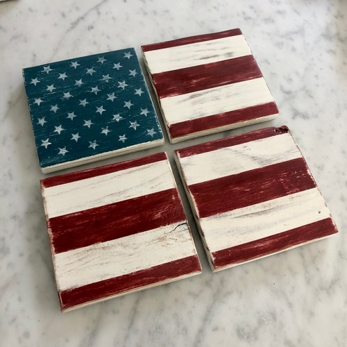Wooden Coasters Coastal Nautical Flag Design Set of 4 - Etsy