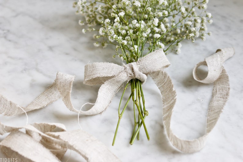 ALL NATURAL Linen Ribbon 100% Pure Linen With Rustic Frayed - Etsy