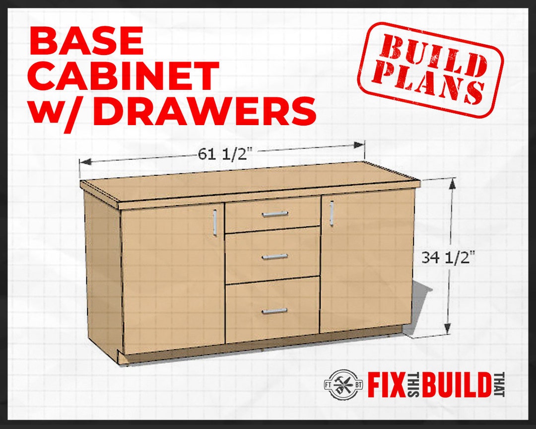 Base Cabinet With Drawers Plans - Etsy