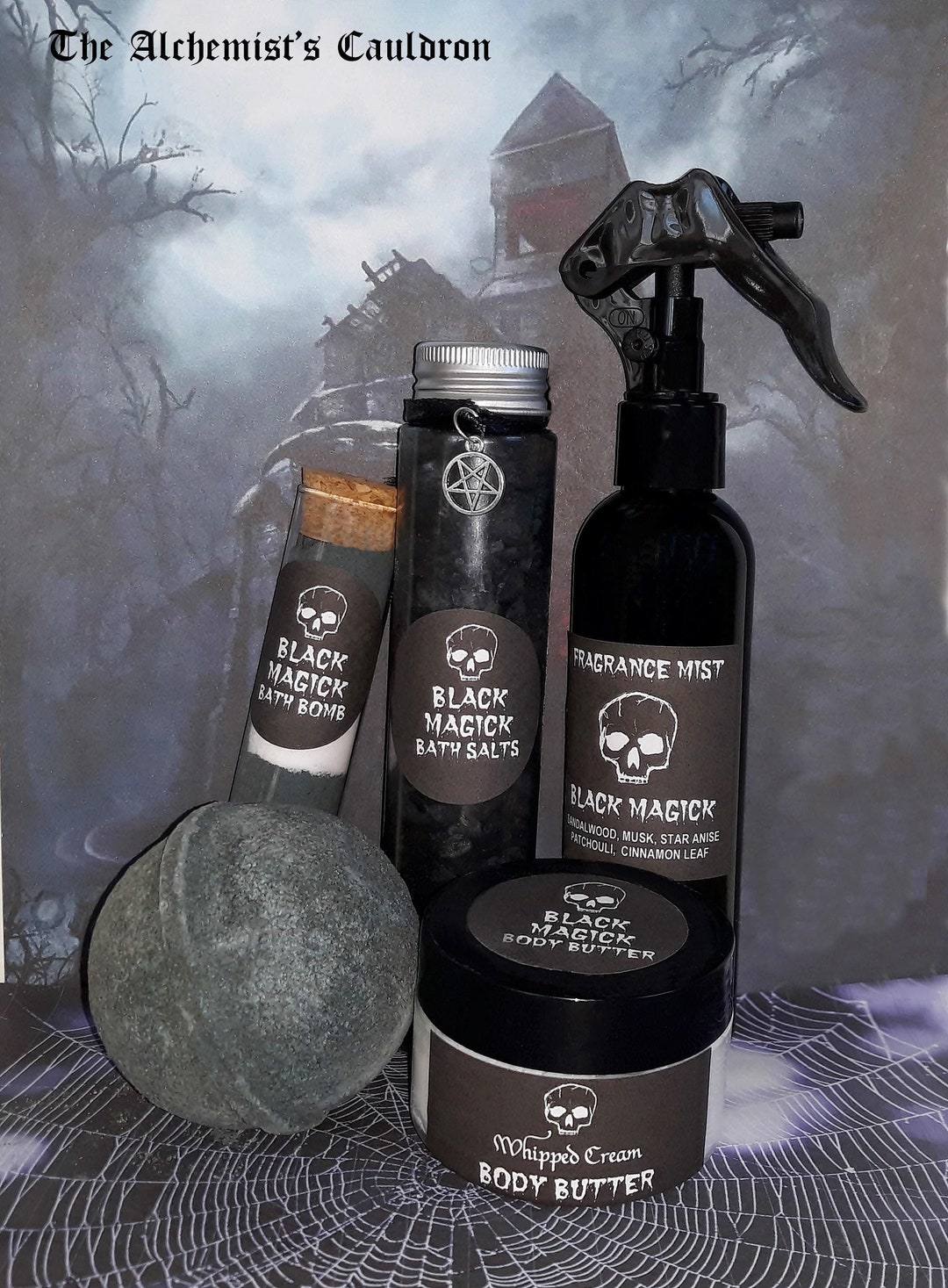 BLACK VELVET Gothic Bath & Body Set, Bath Salts, Body Butter, Skull ...