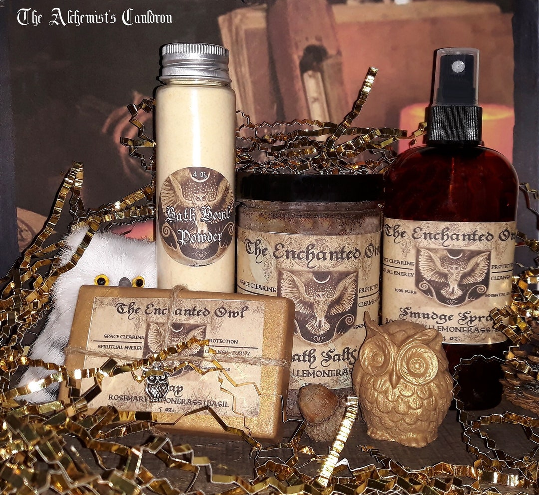 THE ENCHANTED OWL Bath Magick Ritual Spa Set, Rosemary-lemongrass-basil ...