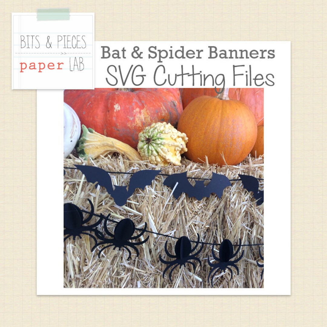 SVG Cutting Files: Bat and Spider Svg, Halloween Banner, Halloween Svg ...