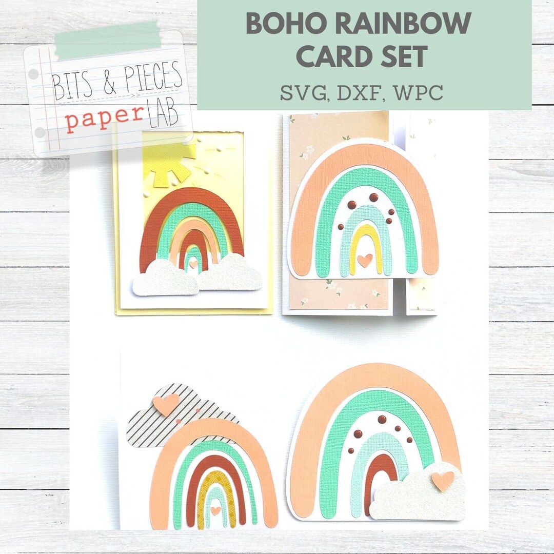Boho Rainbow Cards SVG Files , Boho Rainbow Cut Files - Etsy