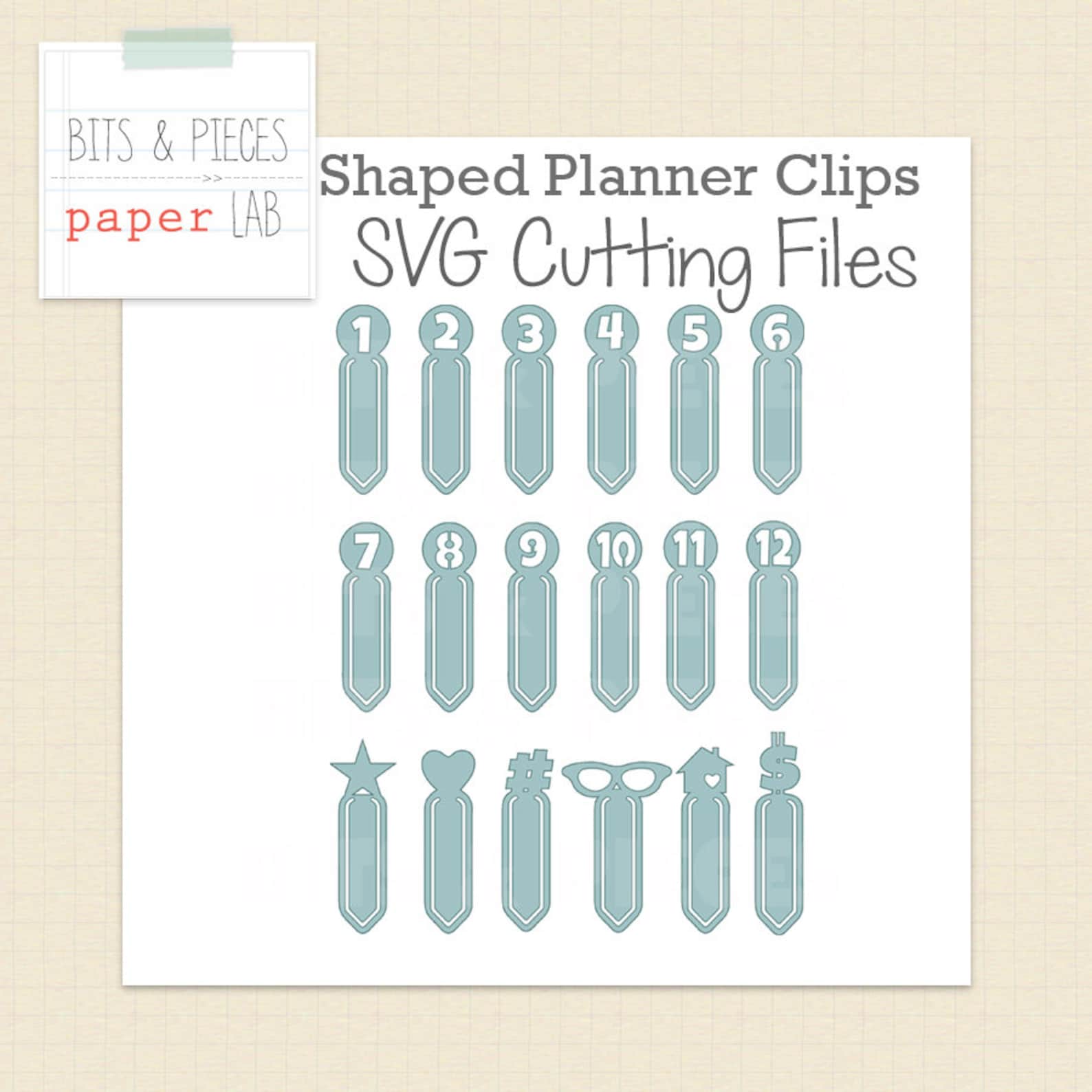 SVG Cutting Files: Shaped Planner Paper Clips Planner SVG - Etsy