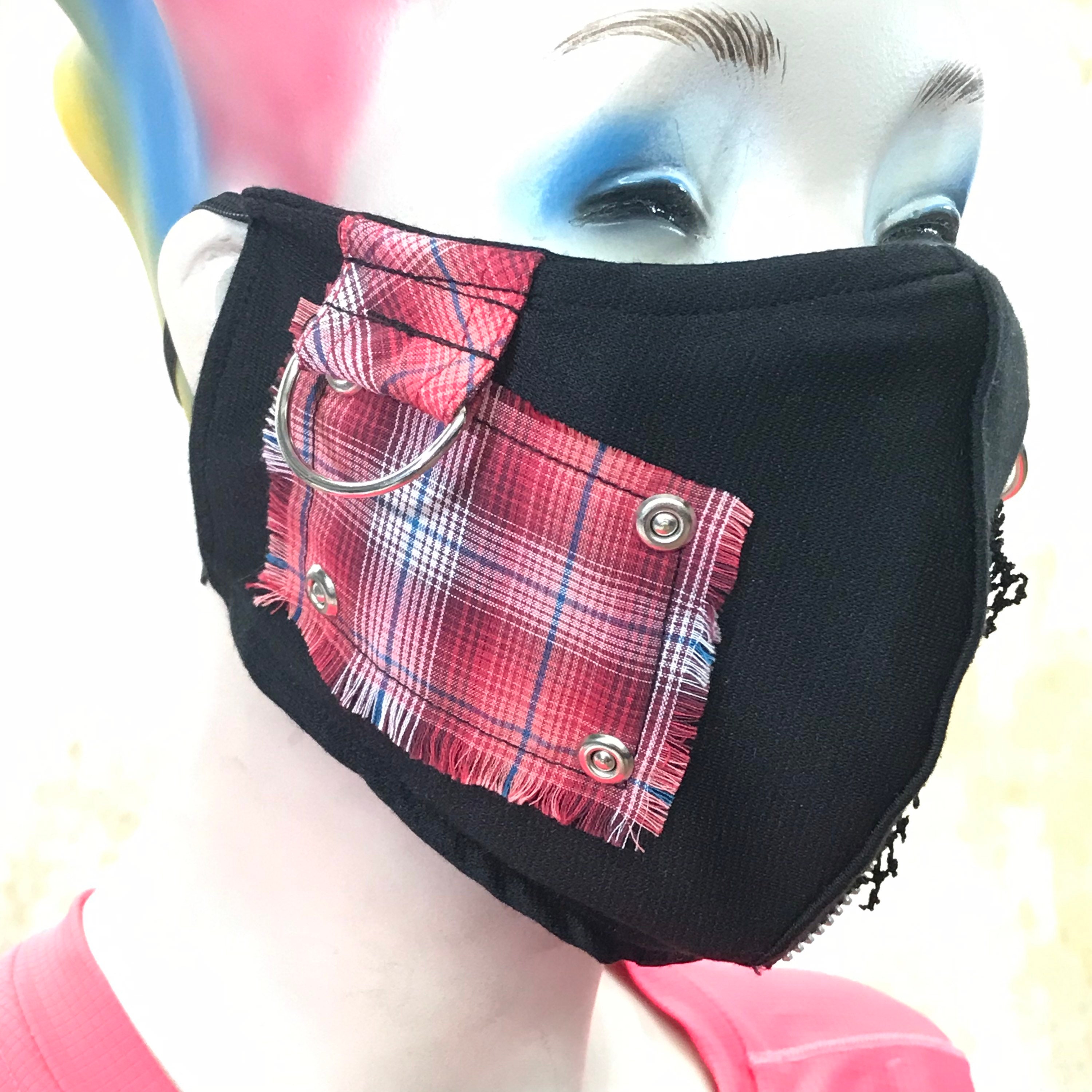 Punk Gothic Rag Plaid 2 Layers Fabrics Re-useable Face Mask | Etsy