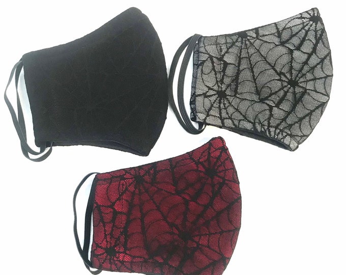 Gothic Spiderweb Face Mask With Nose Wire & Pockets for Insert Your ...