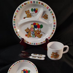 Teddy Bear Child's Plate Set - Etsy