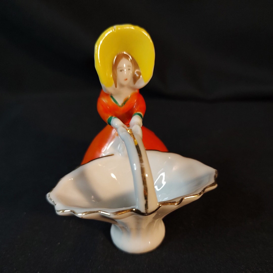 Porcelain Miniature Lady Holding Basket Figurine - Etsy