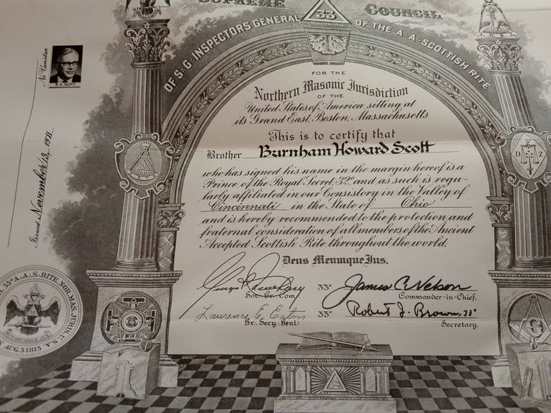 Masonic A.A. Scottish Rite Supreme Council Certificate With | Etsy