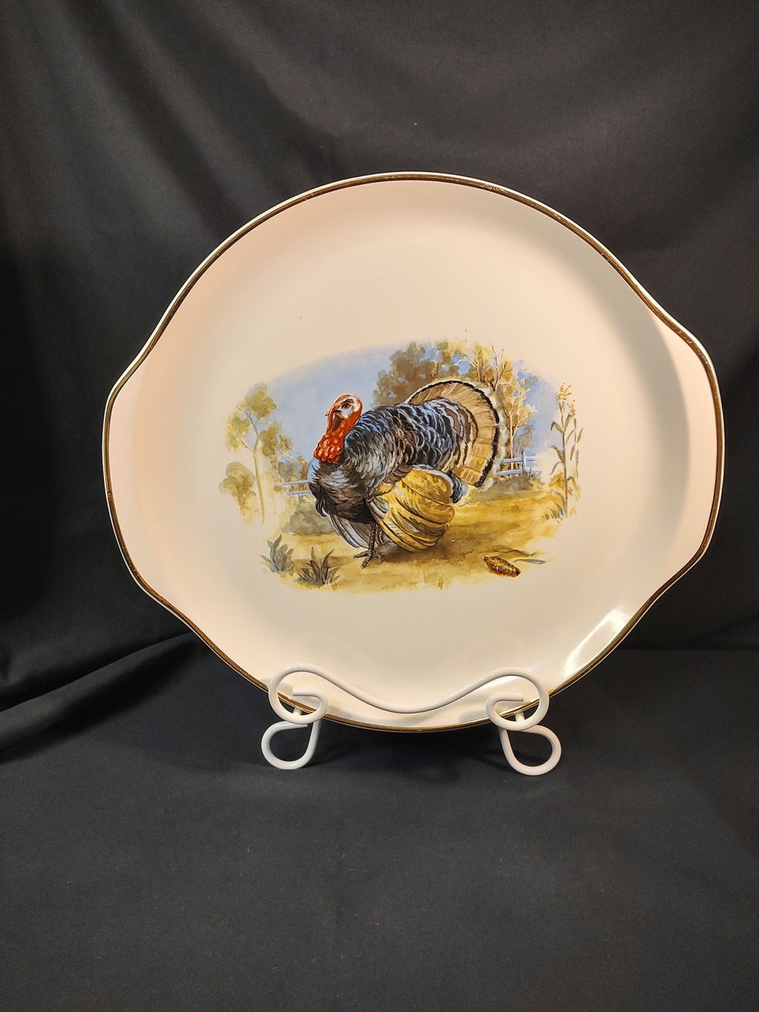 Tom Turkey Ceramic Platter With Tab Handles - Etsy