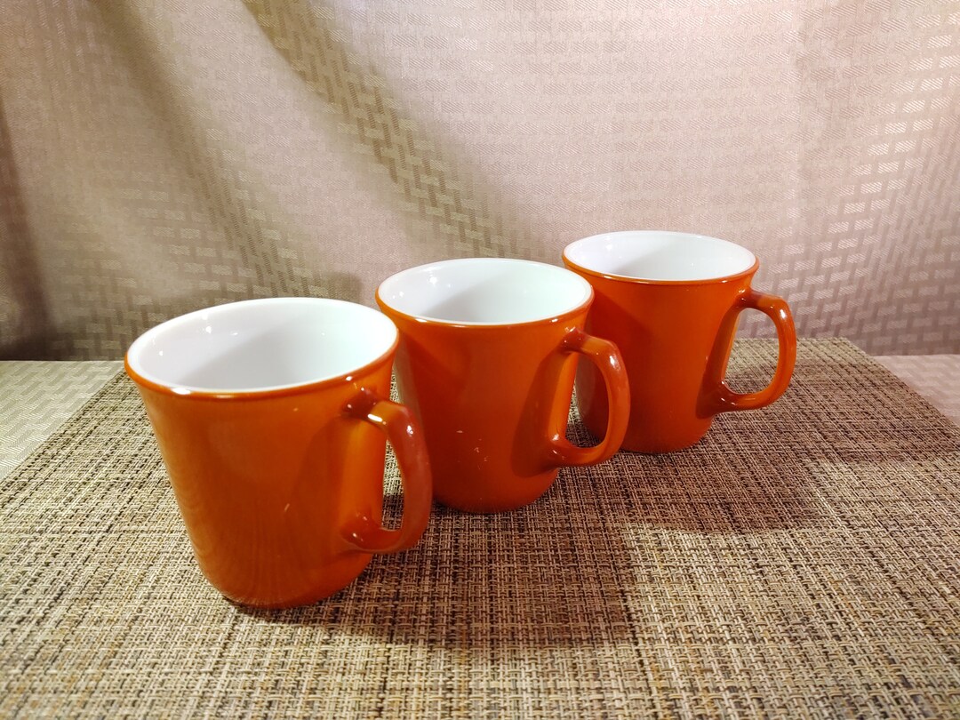 Pyrex Burnt Orange Mug Trio - Etsy