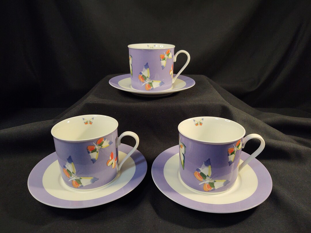 Lynn's Fine China Farfalla Purple Cup & Saucer Trio - Etsy
