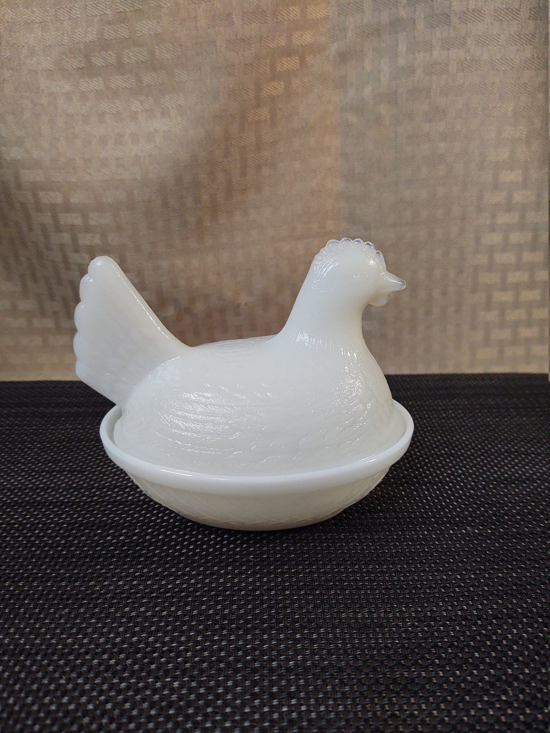 Milk Glass Small Hen on Nest Candy Dish - Etsy
