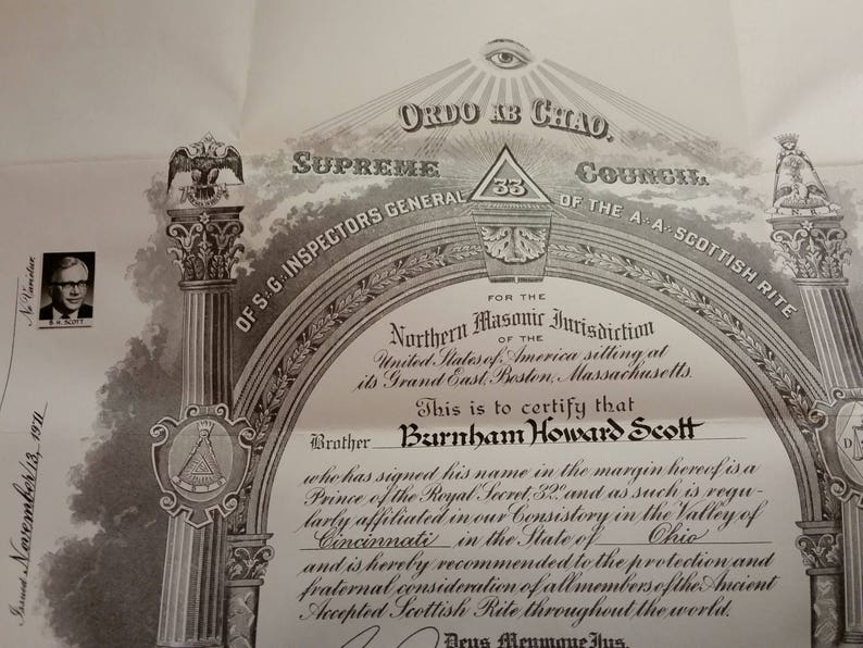 Masonic A.A. Scottish Rite Supreme Council Certificate With | Etsy