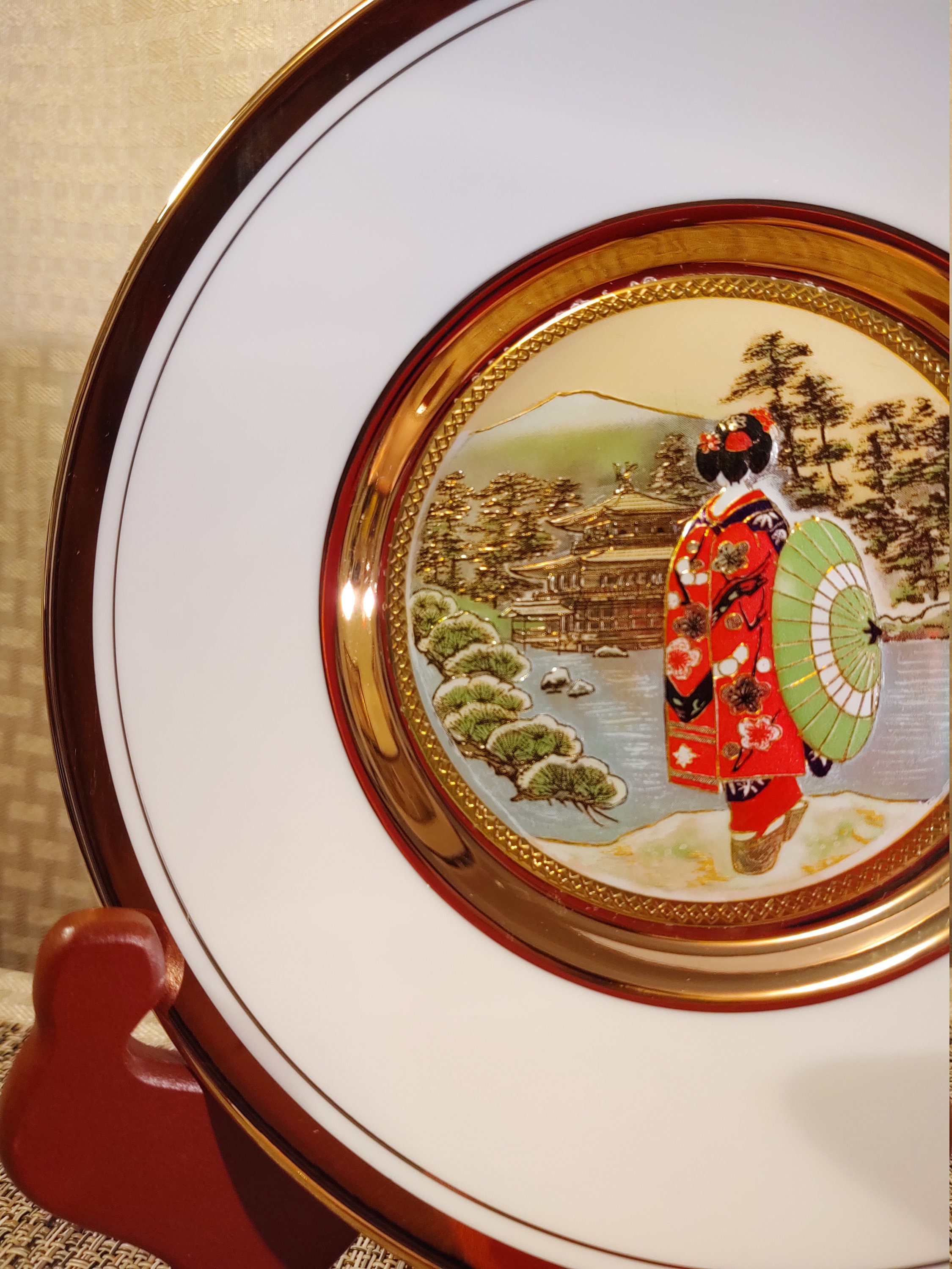 Chokin Plate With Geisha Girl - Etsy UK
