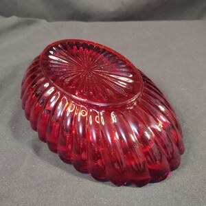 Rich Ruby Red Ribbed Oval Bowl - Etsy