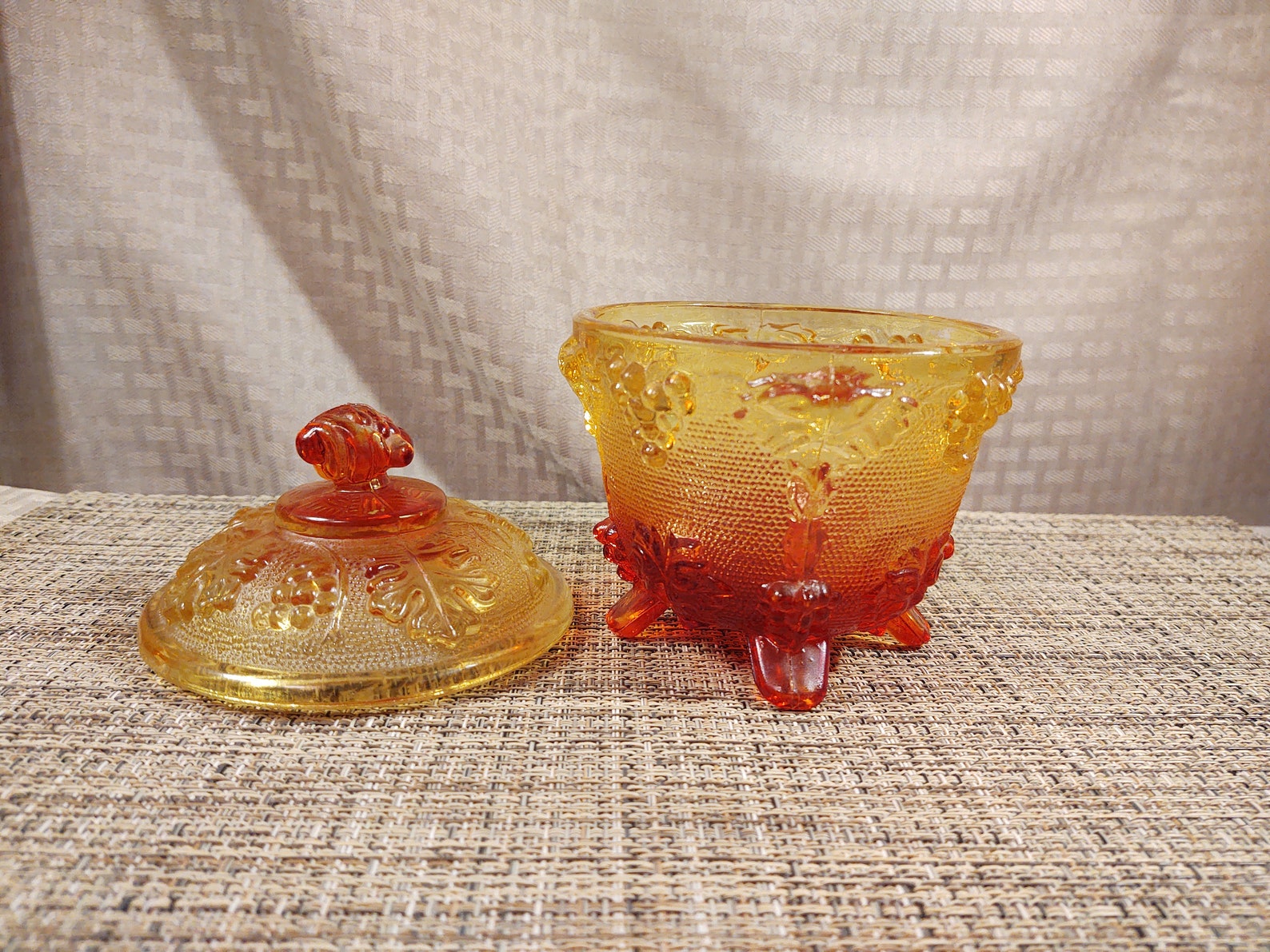 Amberina Candy Dish With Lid | Etsy