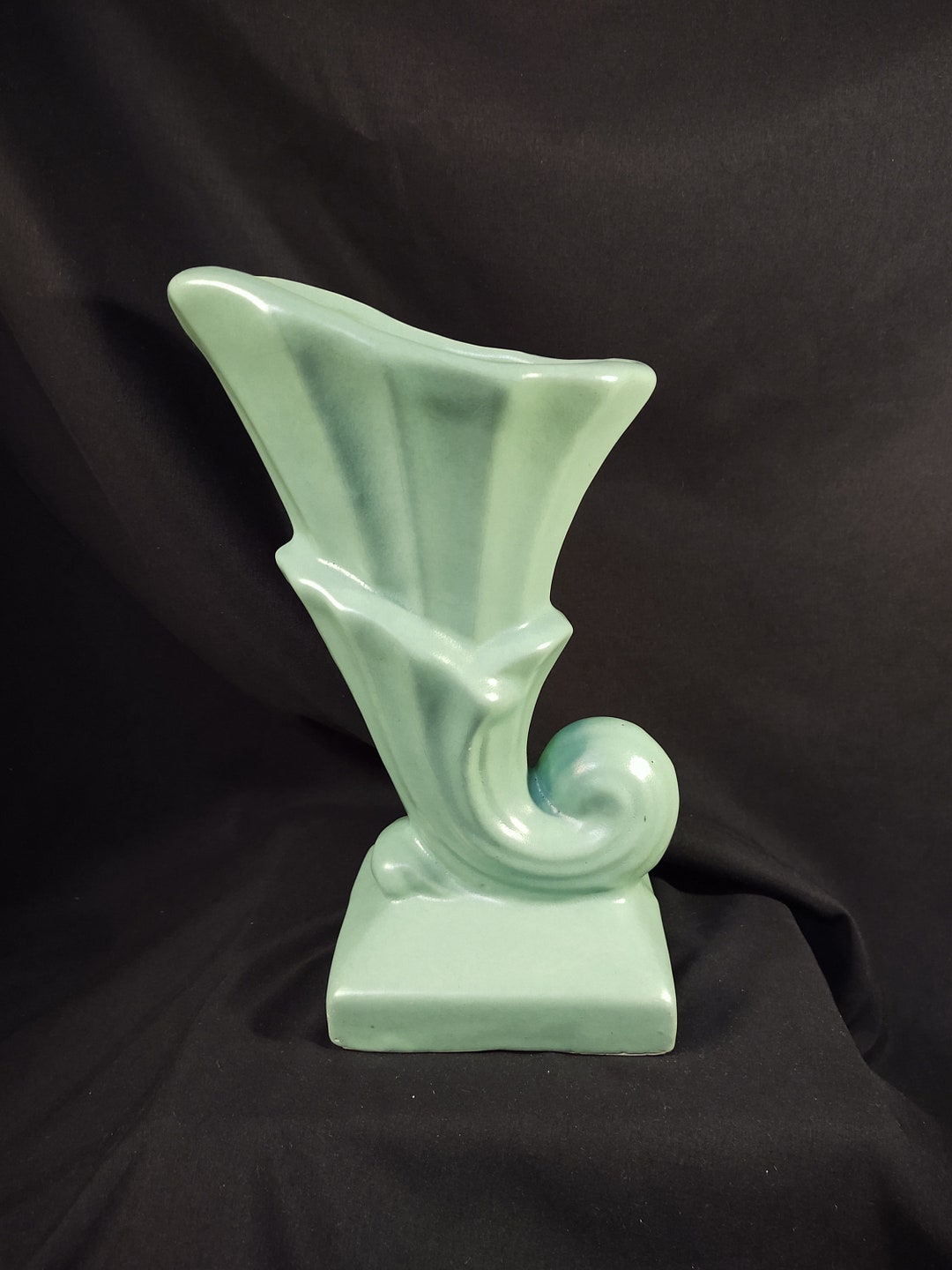 Large Cornucopia Vase in Mint Green - Etsy