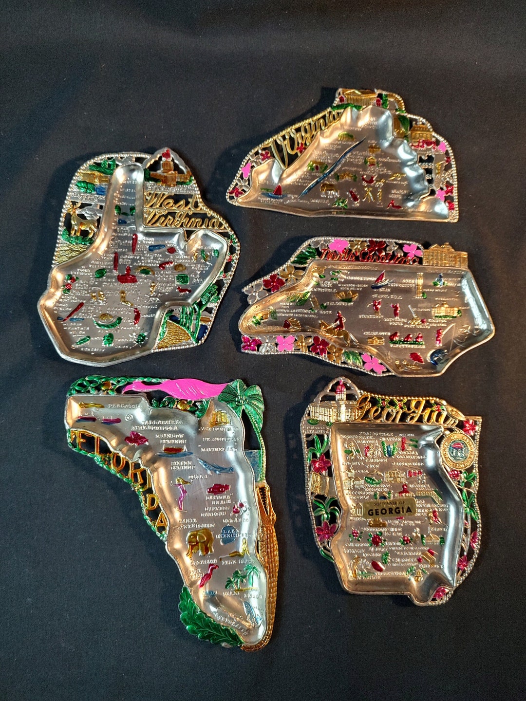 Metal State Souvenir Ashtrays Set of 5 - Etsy