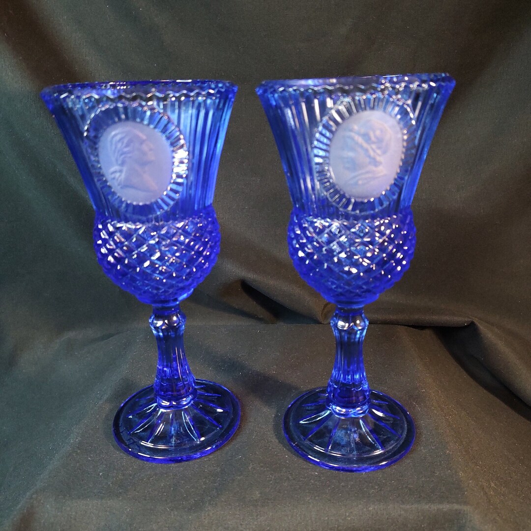 Avon Fostoria Cobalt Blue Water Goblets - Etsy