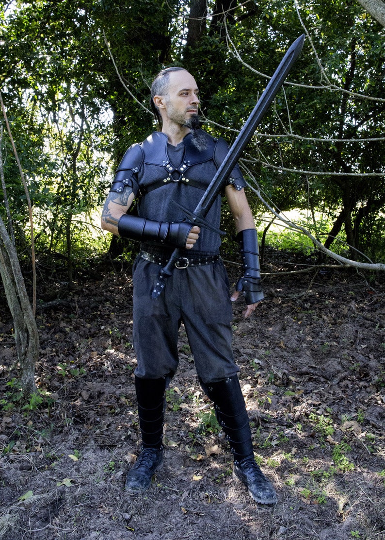 Leather Gauntlets Bracer Vambrace Gloves Black Brown | Etsy