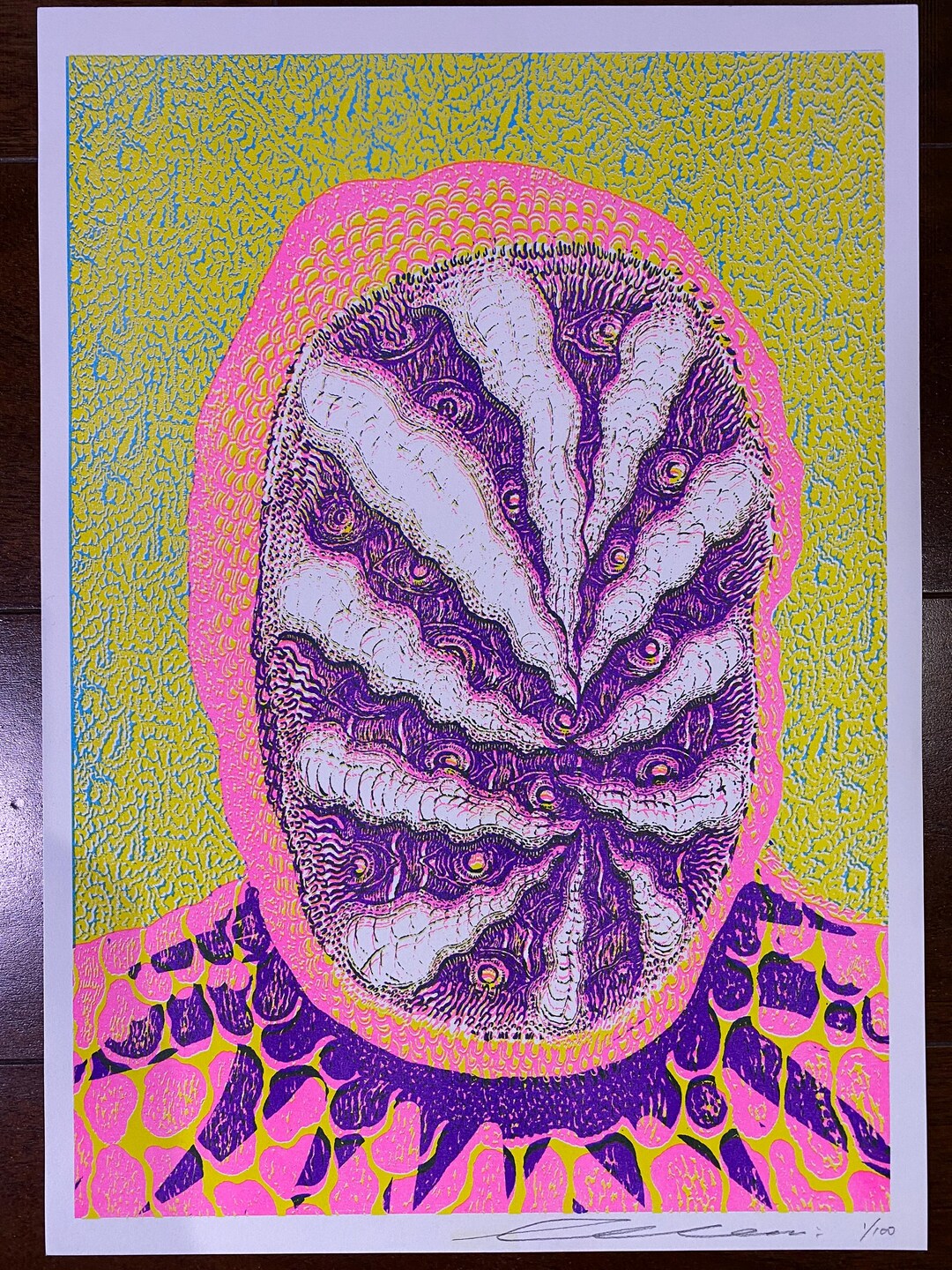 Tentacle Head RISOGRAPH Poster 4 Color 11.8" X 16.5" (297mm X 420mm ...