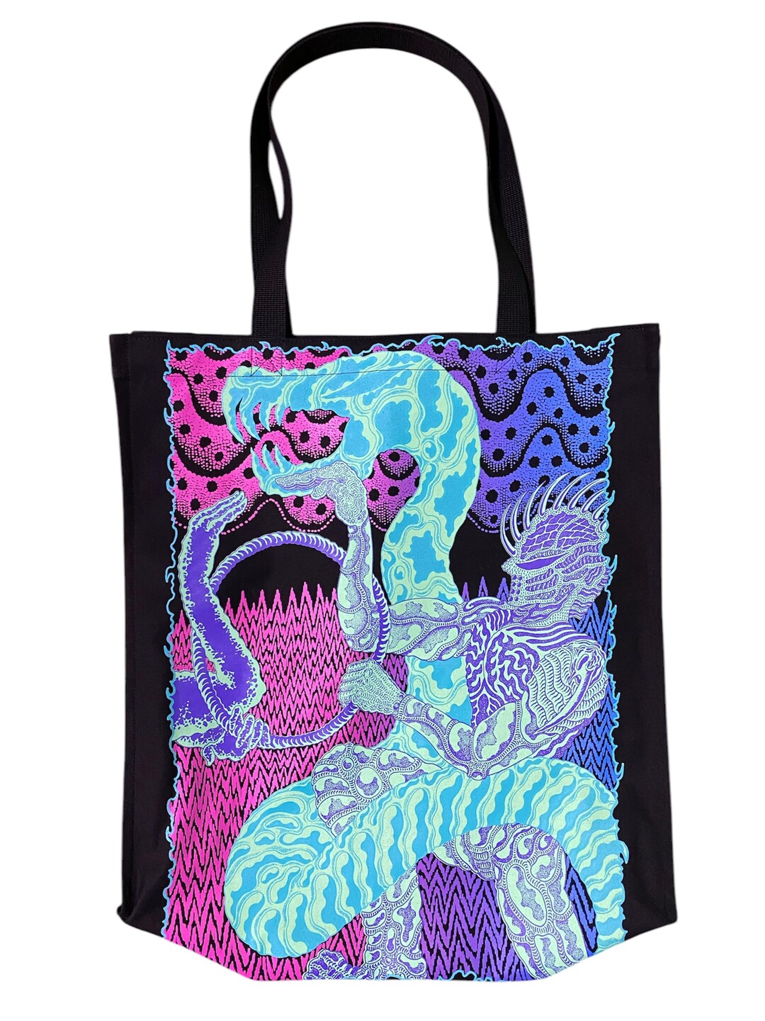 Snake Tote Bag (big Size) Black Silkscreen 100% Cotton 48.5cm (19.1") H ...