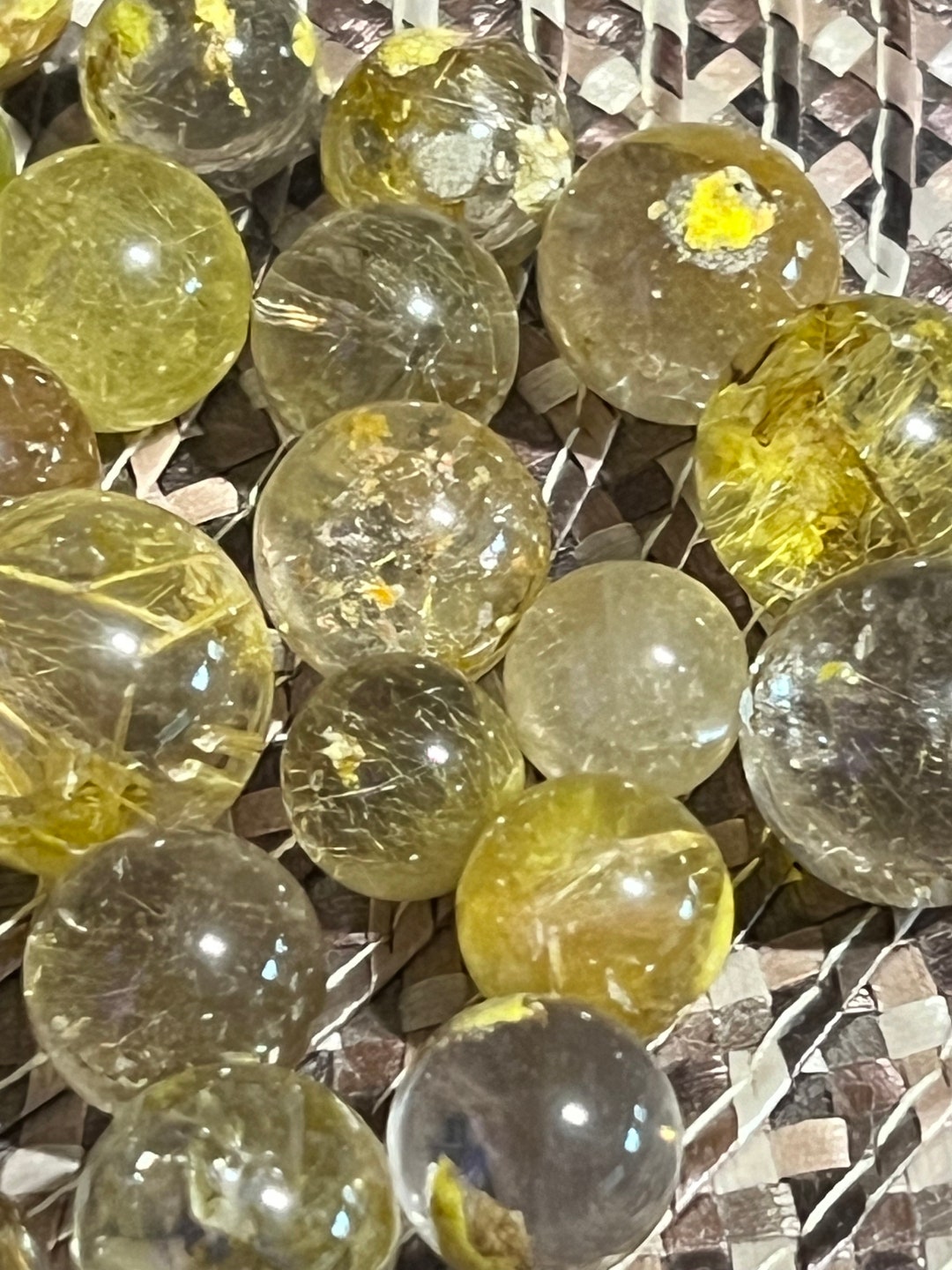 Golden Rutile Inclusion, Citrine Quartz Spheres ,titanium Inclusion ...