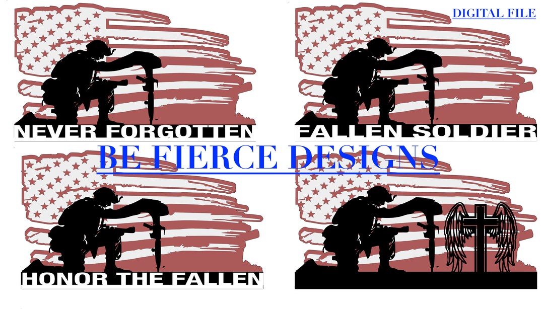 USA Distressed Flag Fallen Soldier Set of 4 TEMPLATE - Etsy