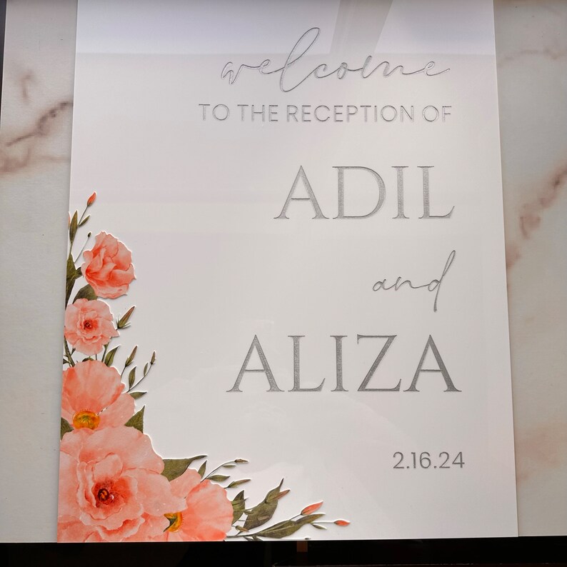 Floral Reception Welcome Sign | Wedding Reception | Spring Wedding Sign ...