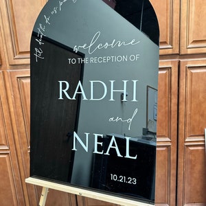 Elegant Arched Reception Welcome Sign, Personalized Acrylic Sign ...