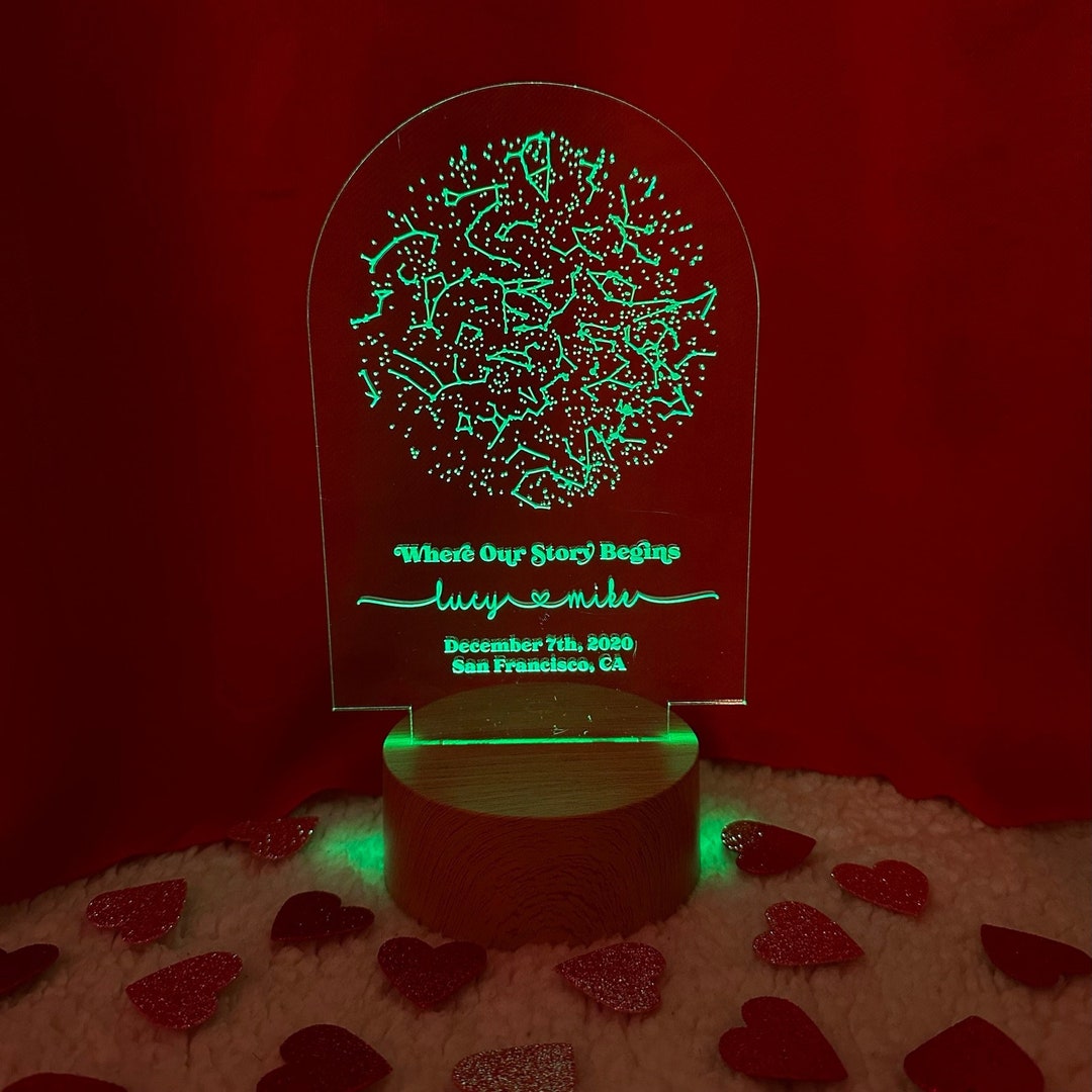 Valentine's Day Star Coordinates, Star Map Night Light, Personalized ...